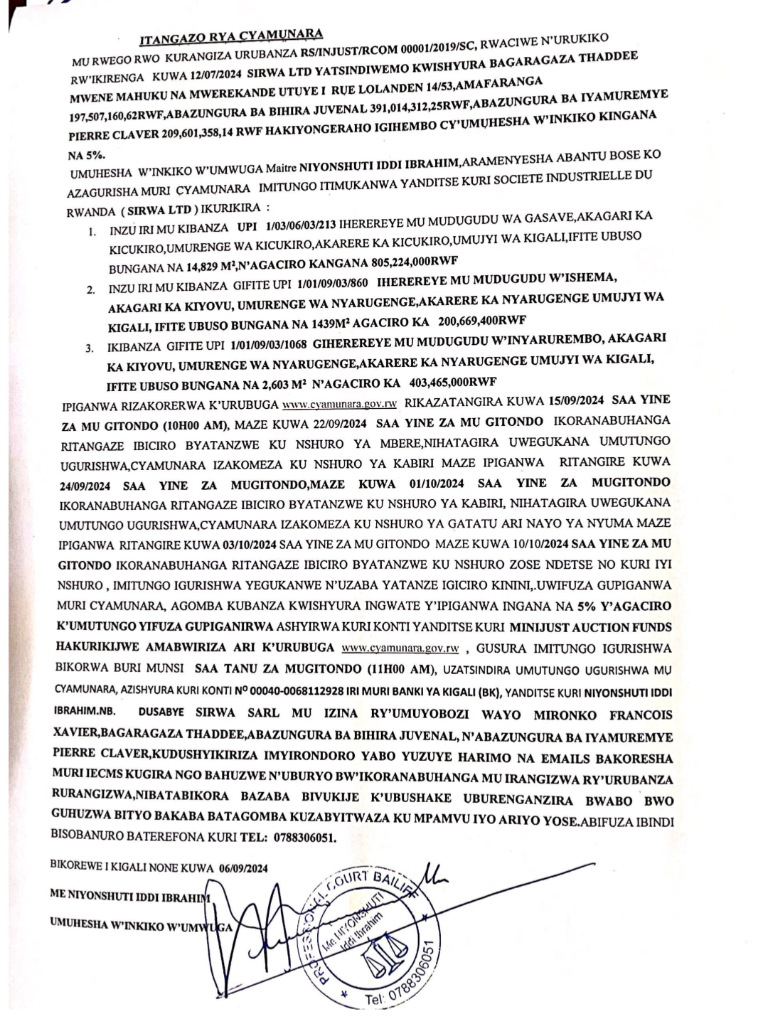 ITANGAZO RYA CYAMUNARA – igisabo.rw